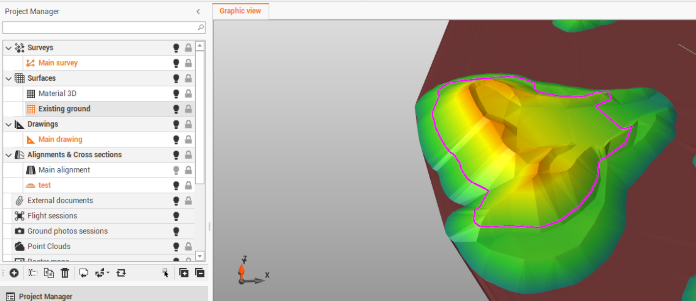 Create a topographic cross section on 2 surfaces step-by-step