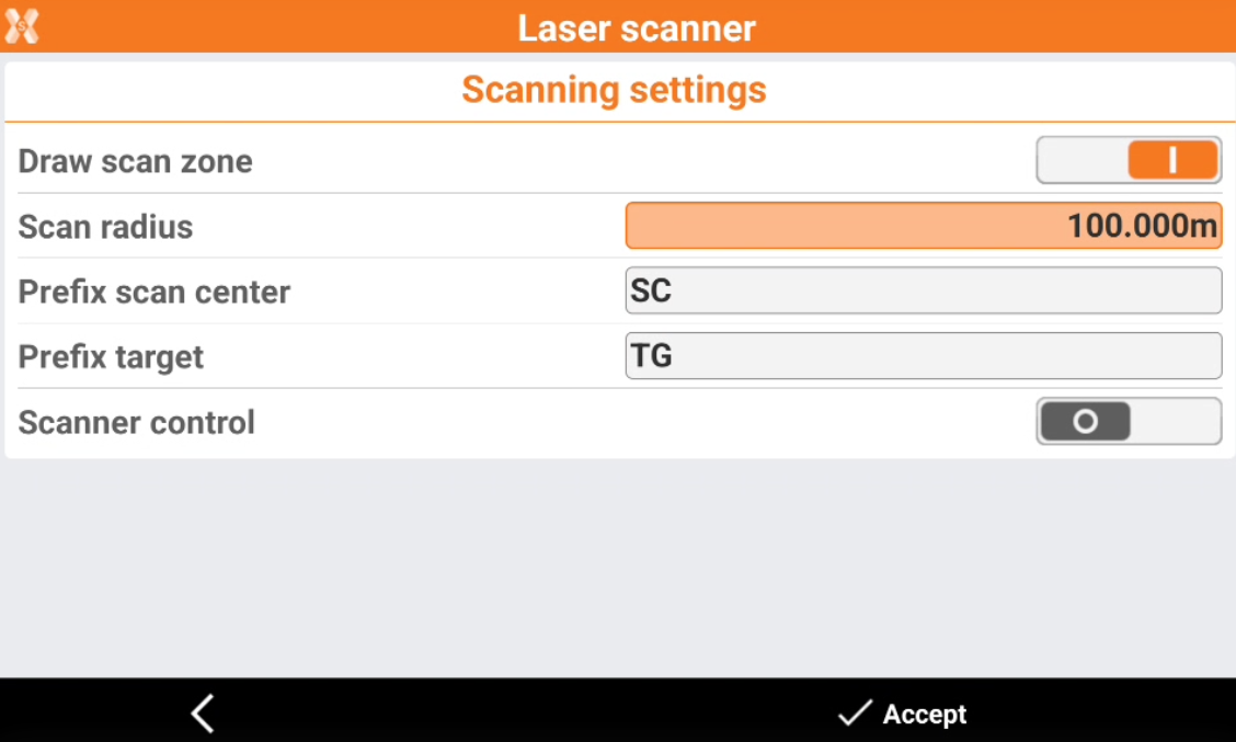 Laser scanner settings