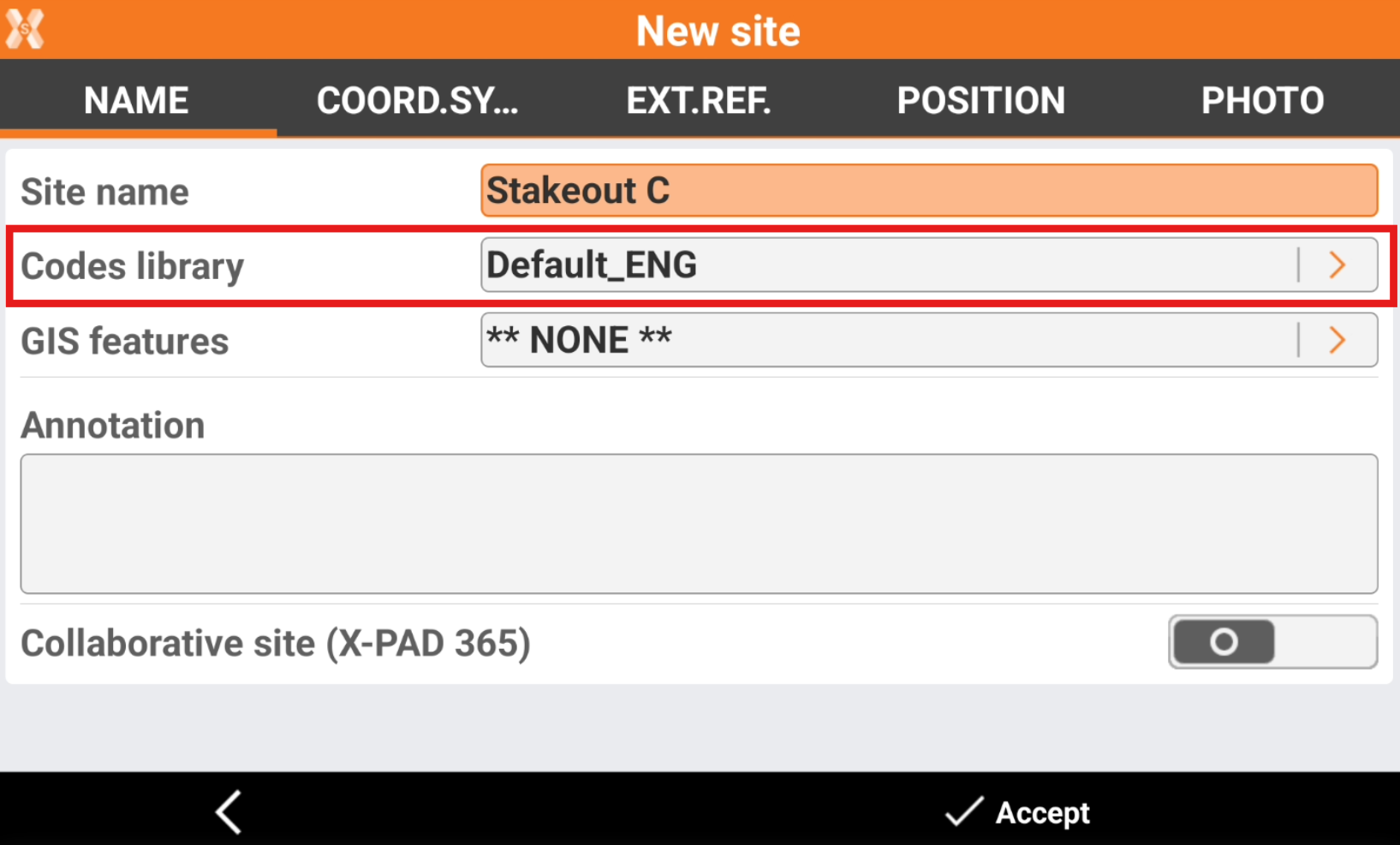 Select a code library as default for a site
